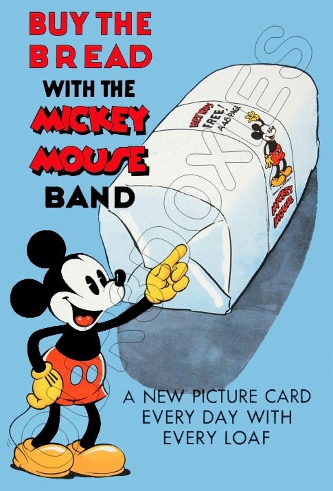 1930's Mickey Mouse Bread Store Advertising Standup Sign Repro Disney ...