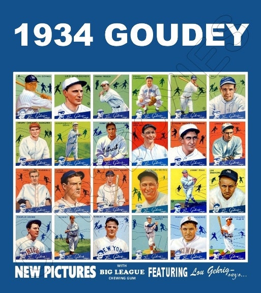 1934 Goudey Baseball Cards Custom Made Binder Inserts 3 Sizes FREE ...