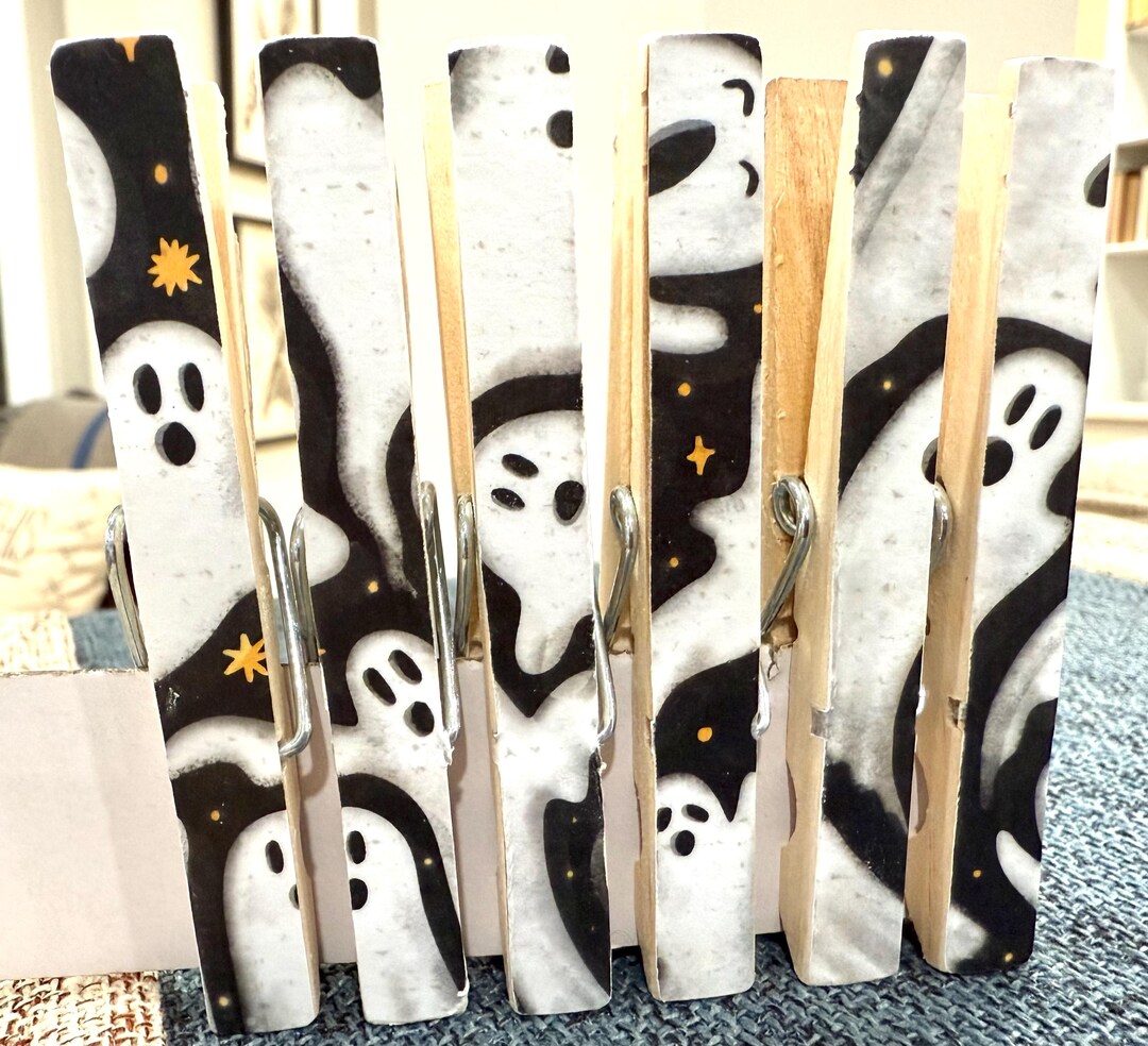 Halloween Ghosts Decoupage Theme Clothespins Set of 6 Holiday Chip ...
