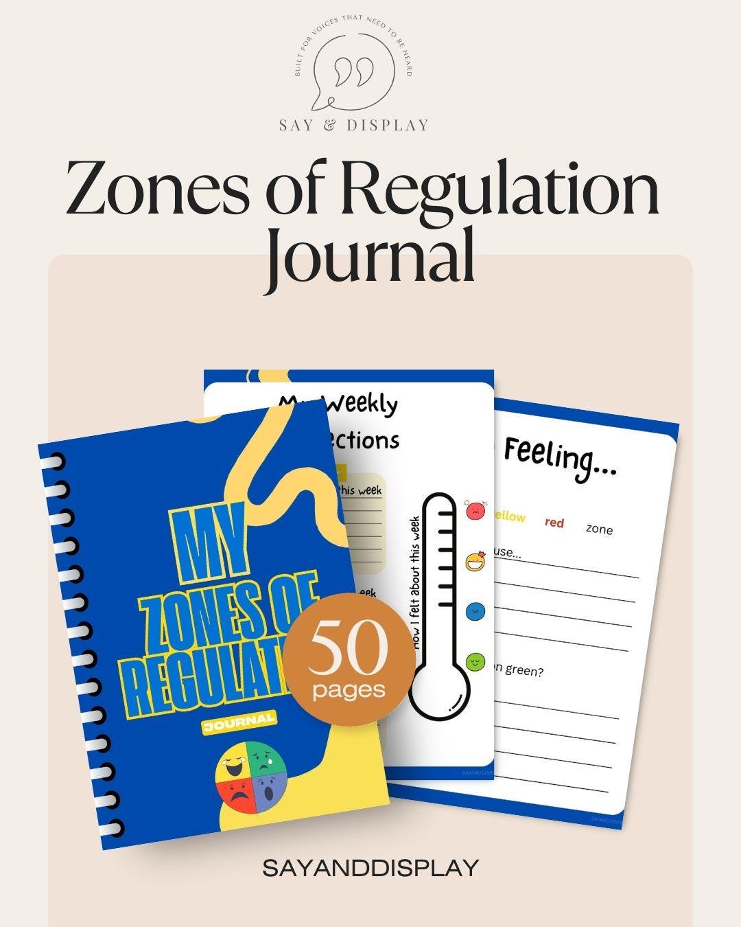 Zones of Regulation Journal for Kids | SEL Check-in (PDF) - Etsy
