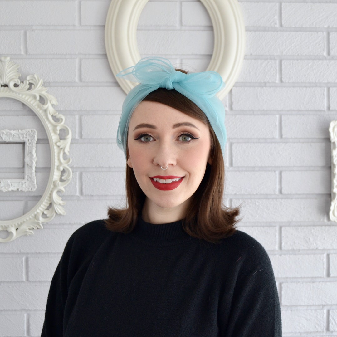 Vintage Light Blue Sheer Nylon Hair Scarf or Neck Bandana Made in Japan ...