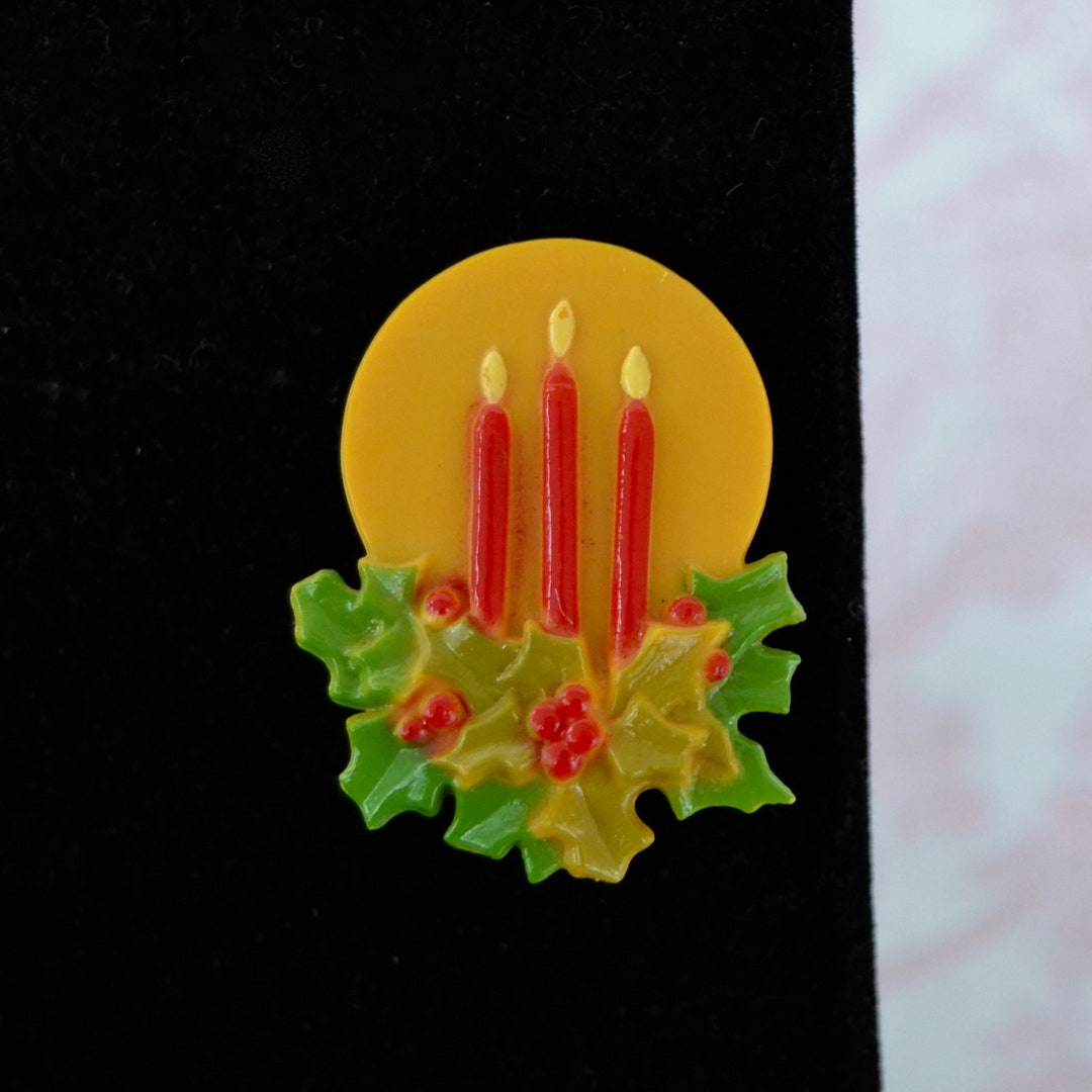 Vintage Plastic Christmas Candles With Holly Berries and Leaves Made in ...