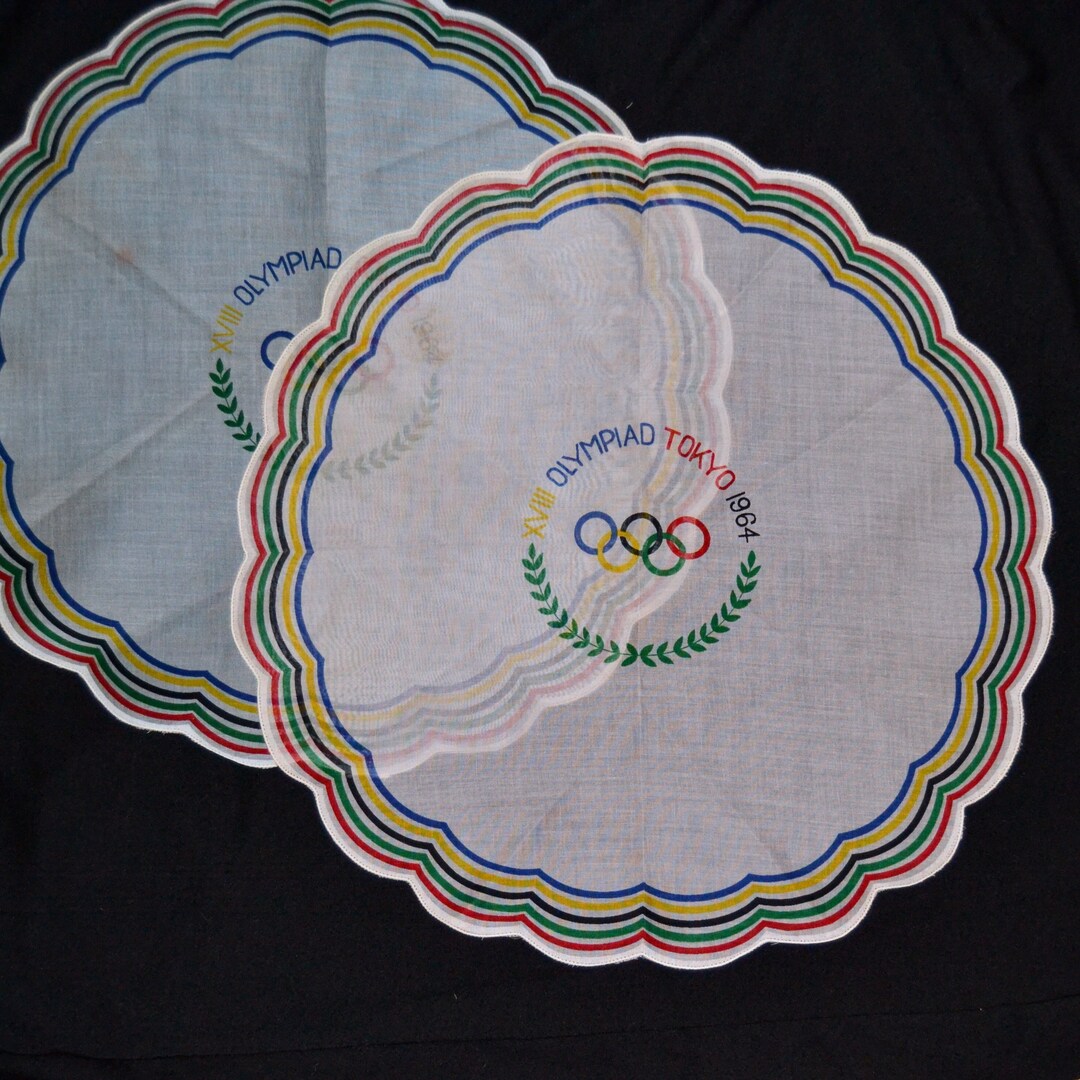 Vintage Pair of 1964 Tokyo Olympics Handkerchiefs or Small Table Linen ...