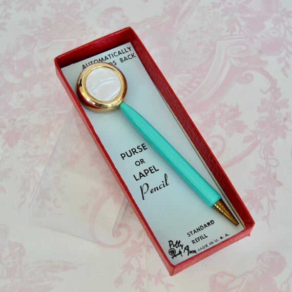 Vintage Retractable Pencil Brooch With Faux Mother of Pearl | Etsy