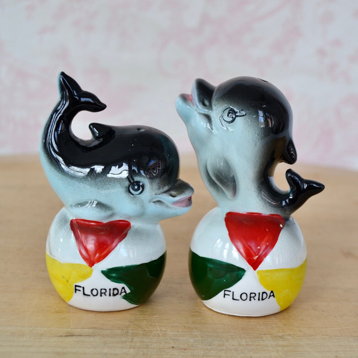 Vintage Dolphins on Beach Balls Salt and Pepper Shakers Made | Etsy