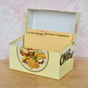 Vintage Tin Recipe Box in Light Yellow Advertising Post Cereal With ...