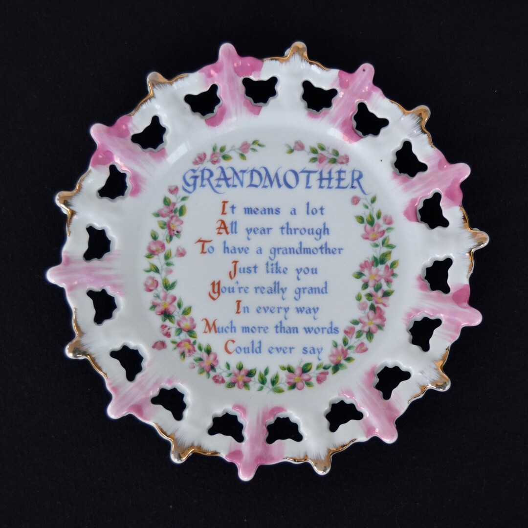 Vintage Grandmother Ceramic Wall Hanging Plate With Flowers by A ...