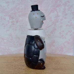 Vintage Bobblehead Turtle Ceramic Bank in Gray and Black Tuxedo With ...