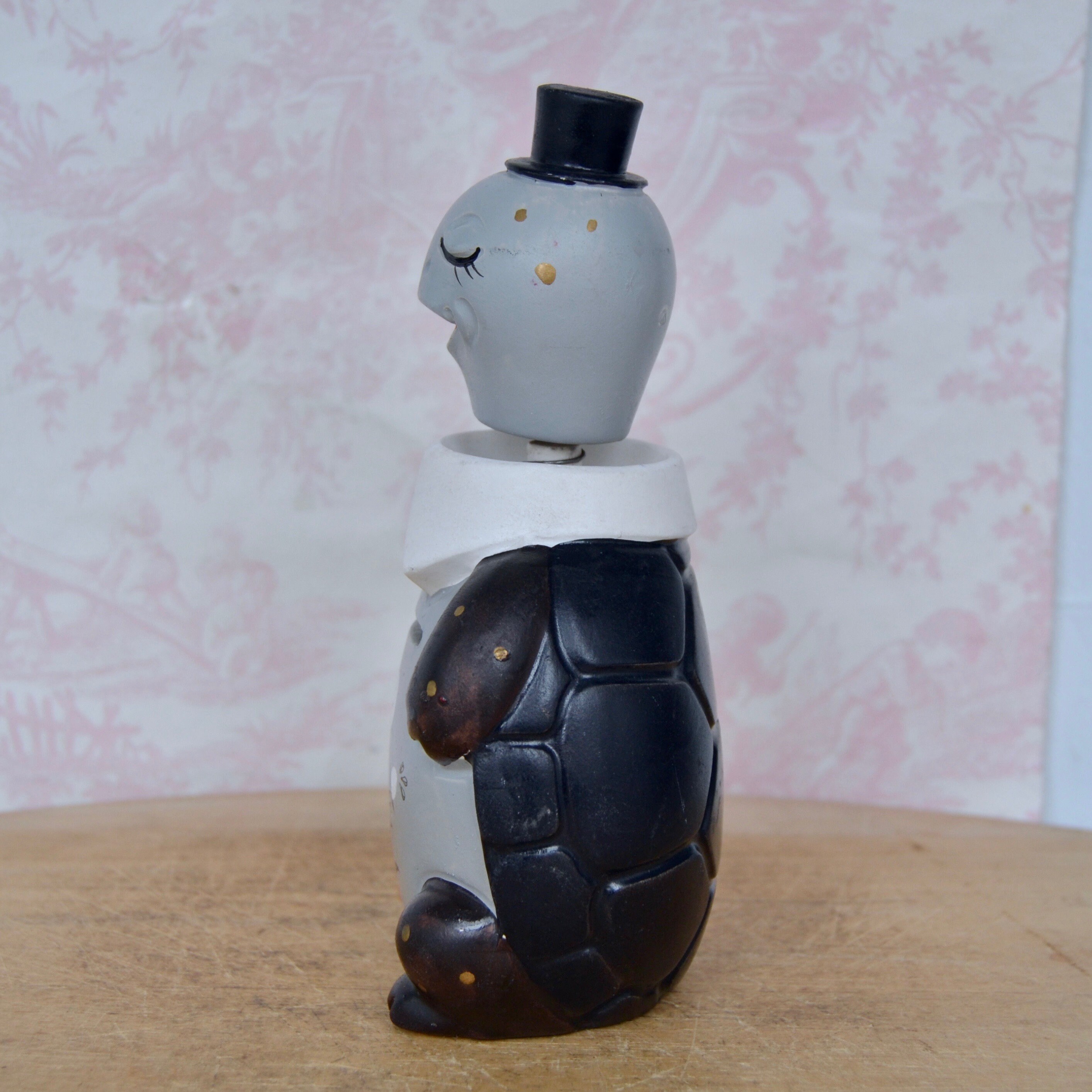 Vintage Bobblehead Turtle Ceramic Bank in Gray and Black Tuxedo With ...