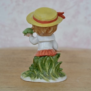 Vintage Ceramic Figurine of Little Girl Holding a Turtle by Brinn's ...