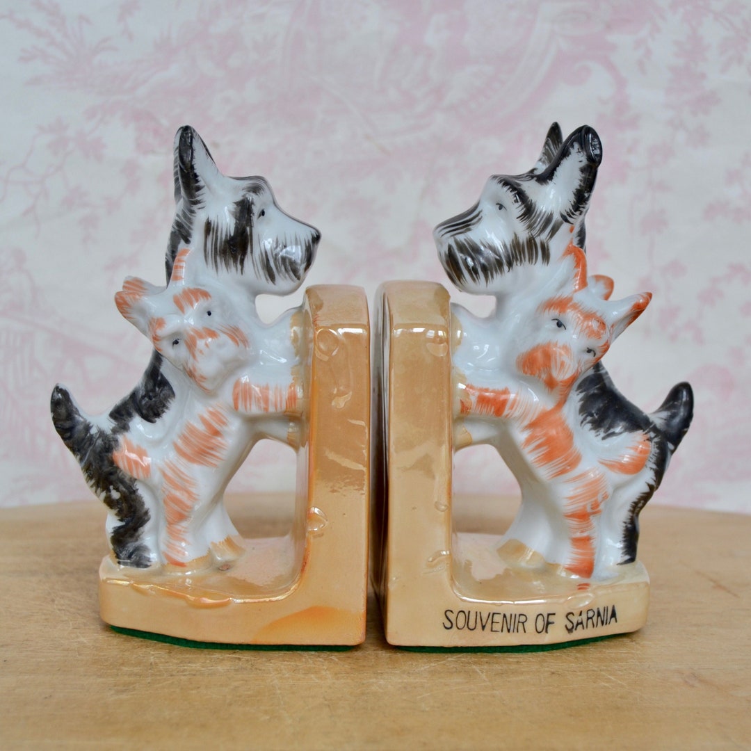 Vintage Bookends With Orange and Black Scottish Terriers With - Etsy