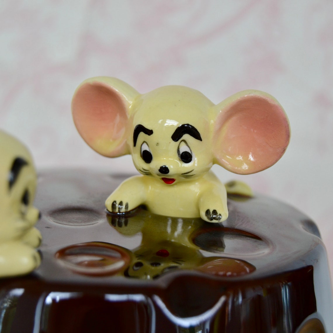 Vintage Cheese Tray With Ceramic Mice on Cover With Dish Made - Etsy