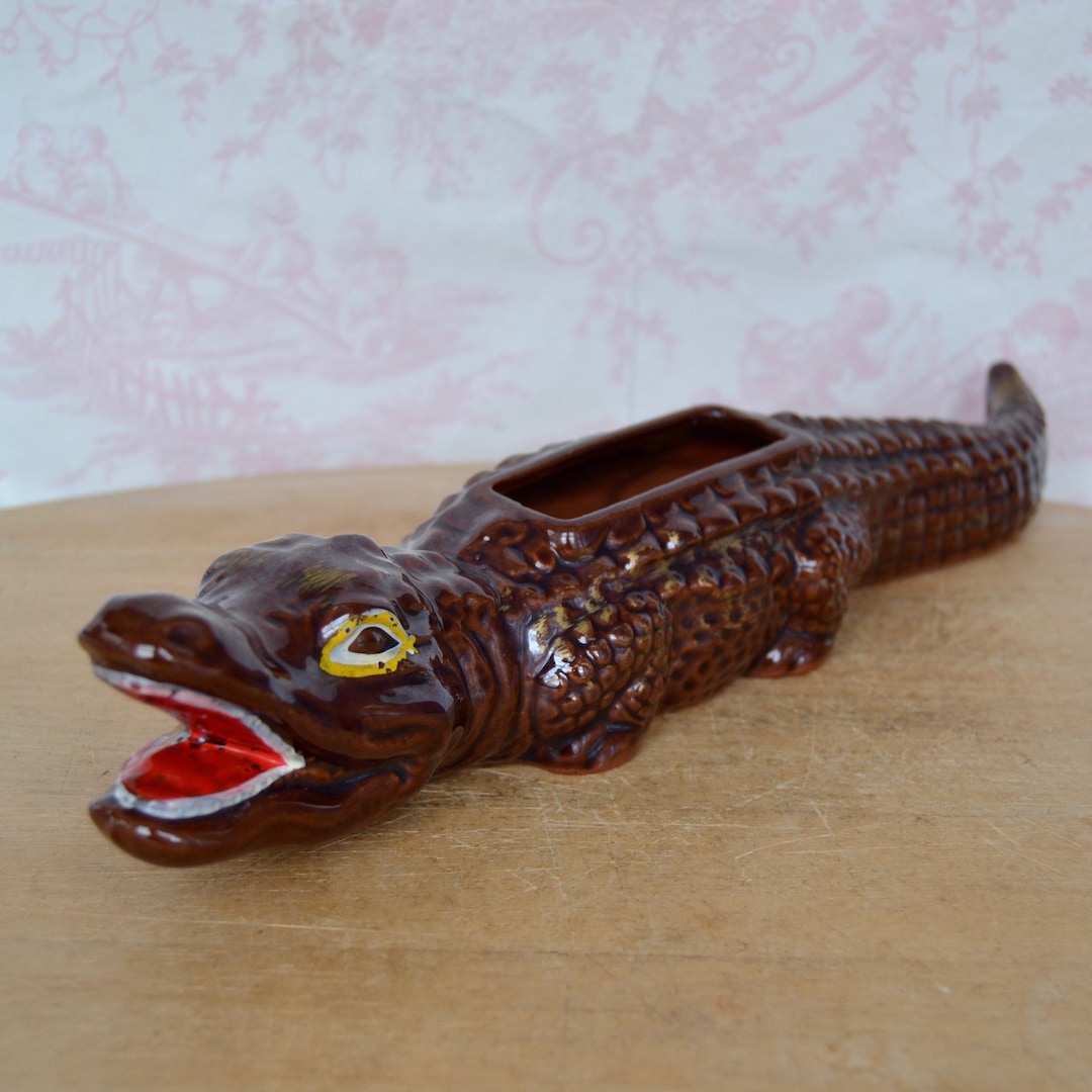 Vintage Alligator Planter or Business Card Holder Made of Redware ...