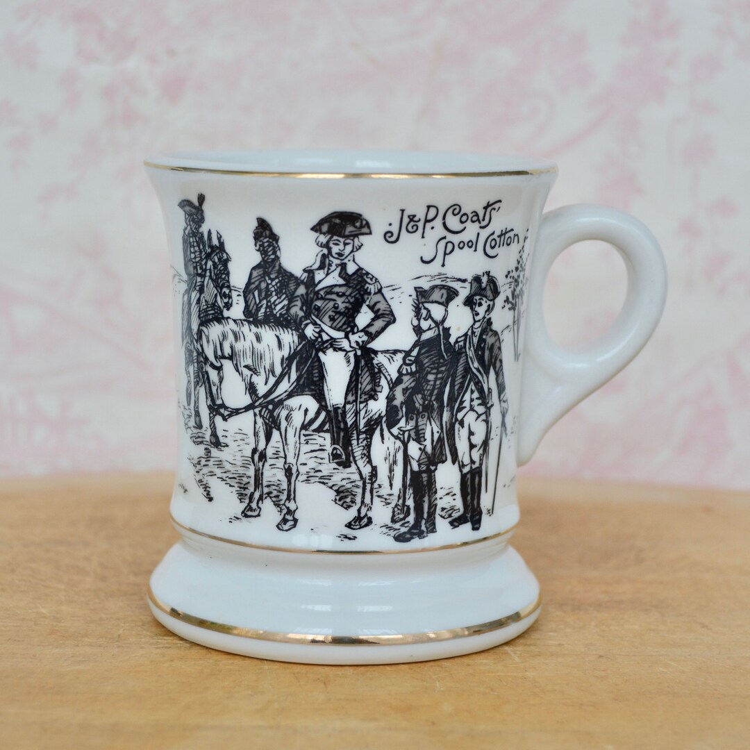 Vintage Mustache Mug With J & P Coats Spool Cotton Illustration - Etsy