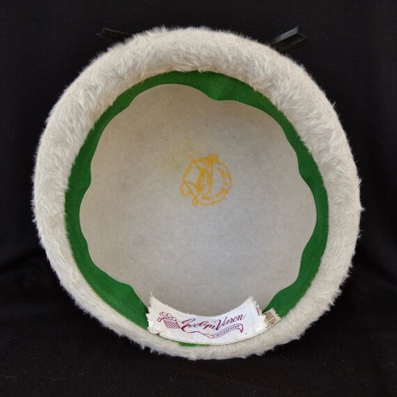 Vintage 1960s Cream Light Beige Fuzzy Wool Hat with B… - Gem