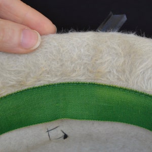 Vintage 1960s Cream Light Beige Fuzzy Wool Hat With Black Vinyl Ribbon ...