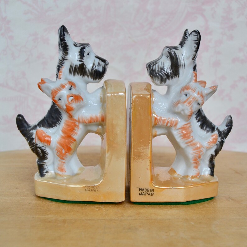 Vintage Bookends With Orange and Black Scottish Terriers With ...