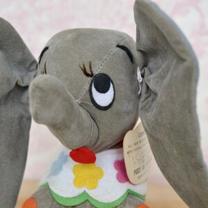 Vintage Elephant Stuffed Animal With Felt Eyes and Collar With Original ...