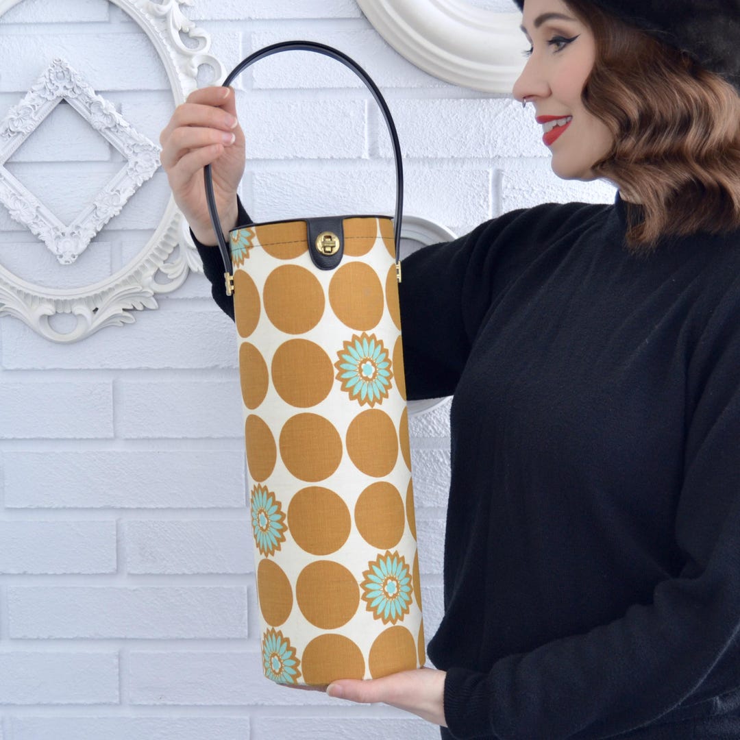 Vintage Yarn Caddy and Knitting Needle Holder Made of Vinyl and Polka ...