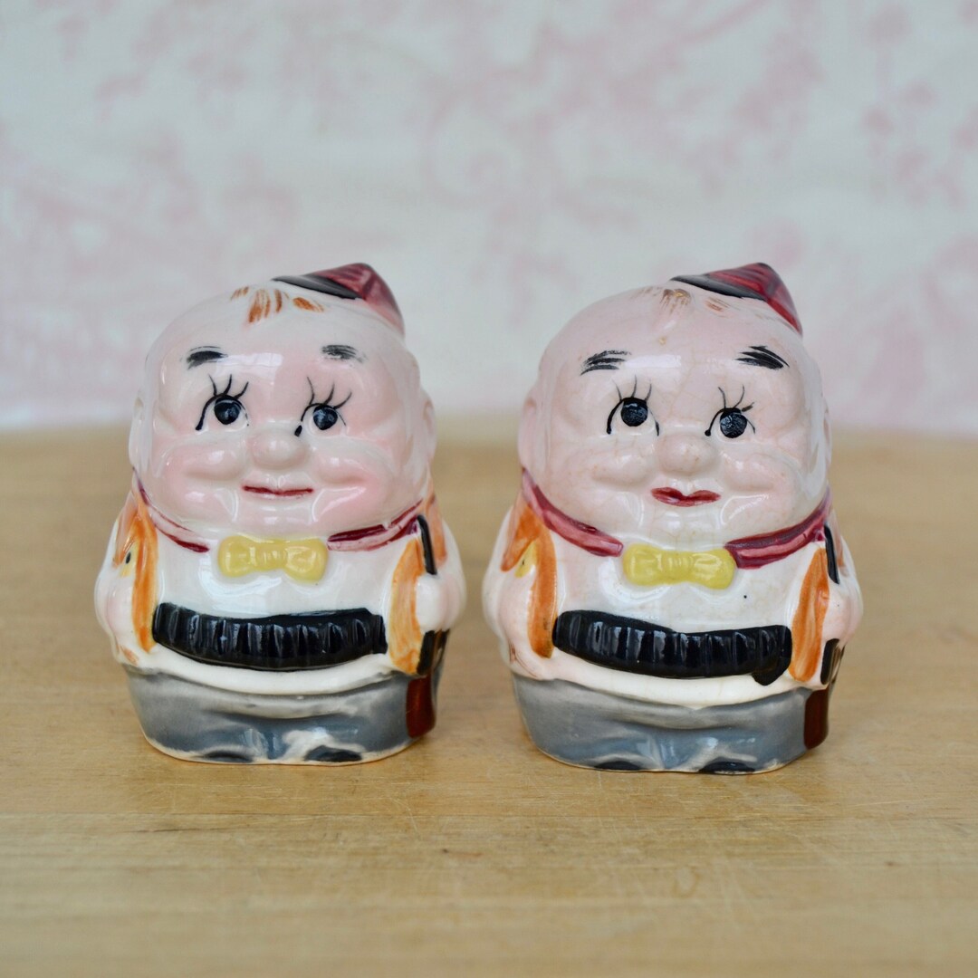 Vintage Ceramic Salt and Pepper Shakers of Short and Chubby Hunters ...