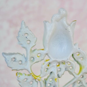 Vintage 1970s Metal Earring Tree Stand With Yellow Rose Vase and Green ...