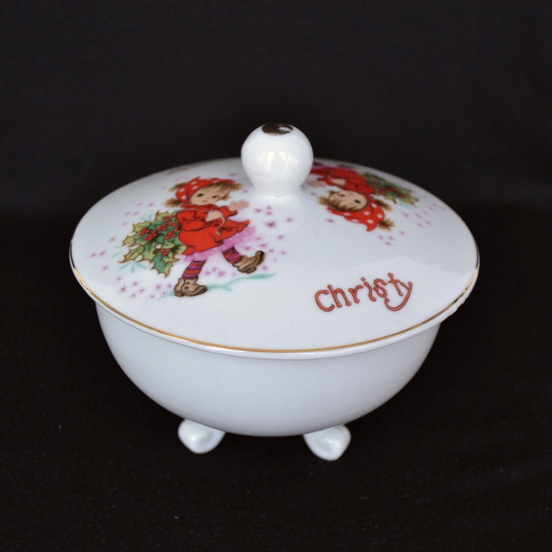 Vintage Christy Girl Ceramic Lid and Bowl Dish by Lefton Japan - Etsy