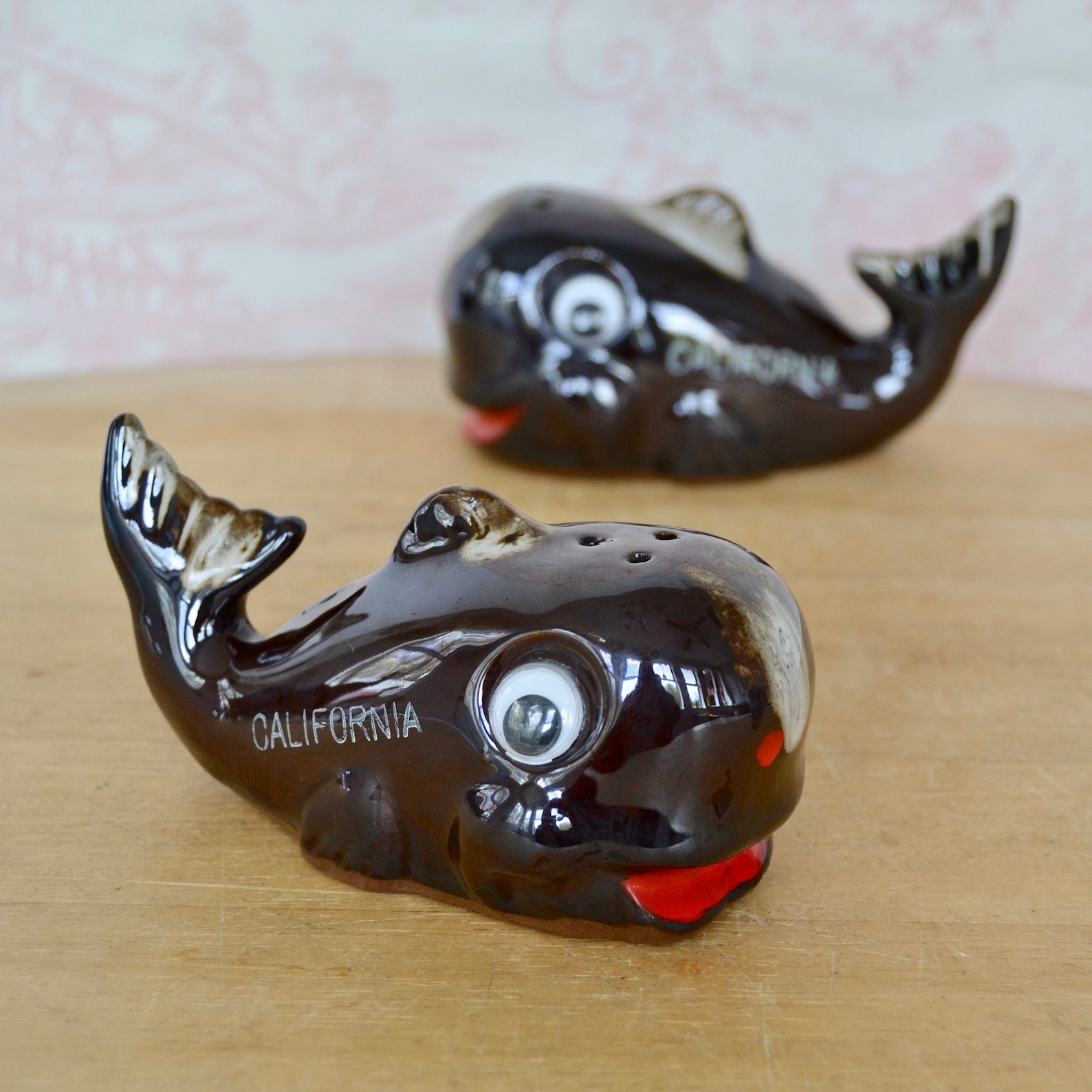 Vintage Whale Salt and Pepper Shakers Made of Redware Pottery - Etsy