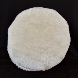 Vintage 1960s Cream Light Beige Fuzzy Wool Hat With Black Vinyl Ribbon ...