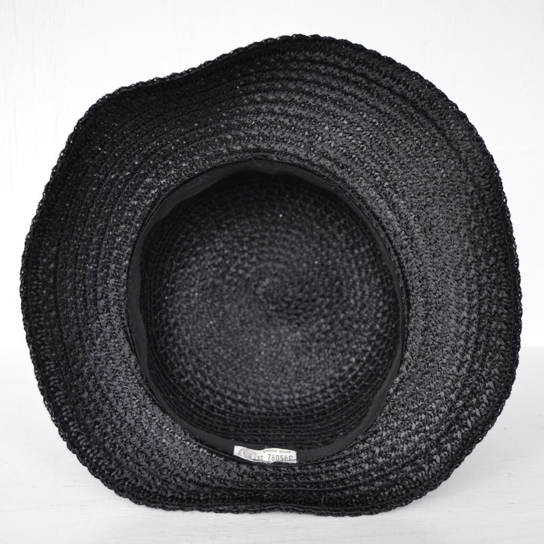 Vintage 1960s Black Woven Raffia Hat With Fabric Flowers and - Etsy