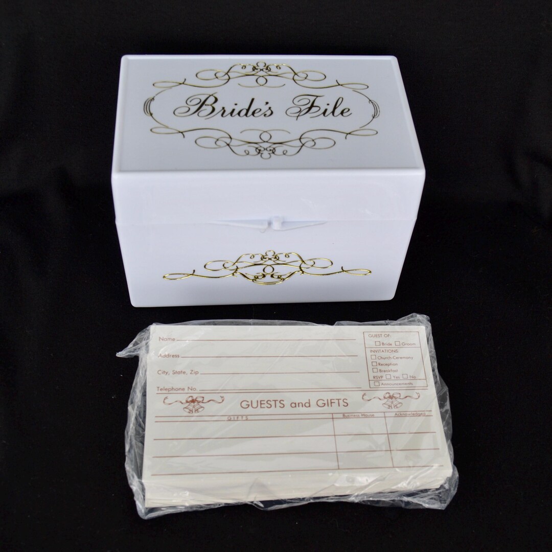 Vintage Bride's File Wedding Organizing Plastic Box With Filing Cards ...
