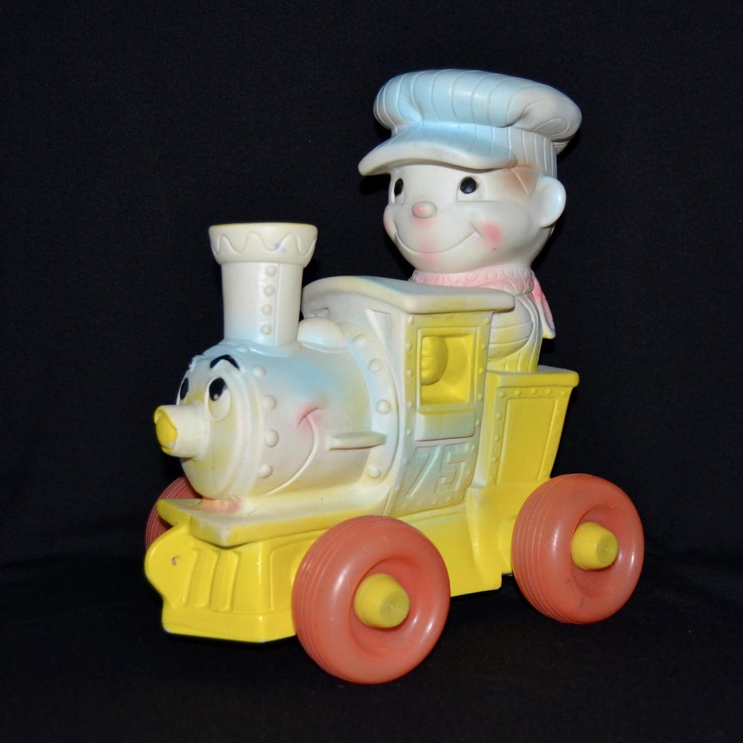 Vintage 1962 Rubber Squeak Toy of Conductor on Train With Plastic ...
