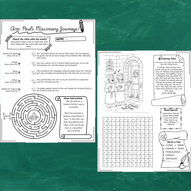 Paul's Missionary Journeys Printable Download, Sunday School Activity ...