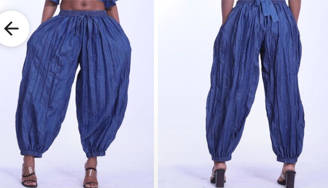 Denim Bubble Pant Solid, 100% Cotton With Elastic Ankle/baggy Fit M-XL ...