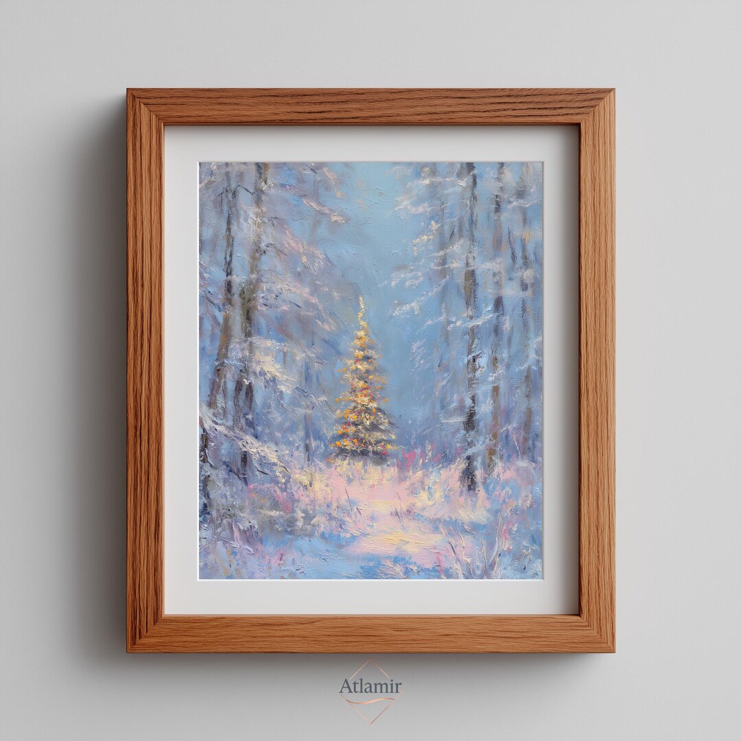 Christmas Tree in Snowy Forest - Festive Winter Scene, Moody ...