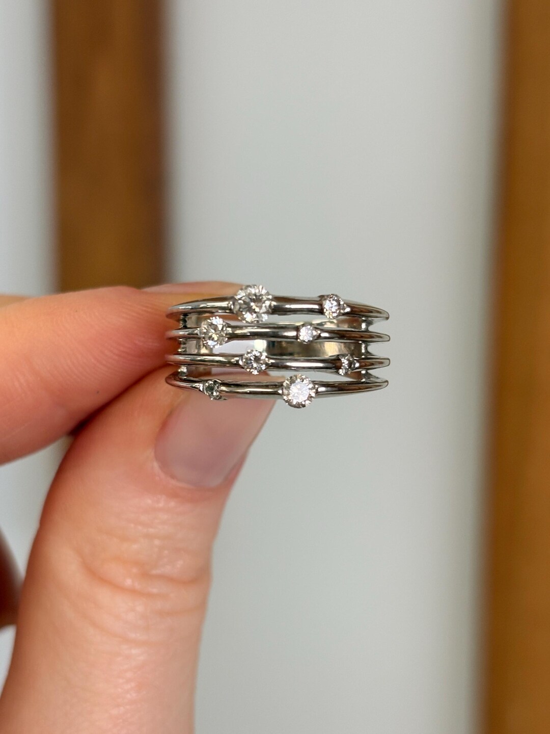 Estate 14k White Gold Stackable Diamond Ring Size 8 - Etsy