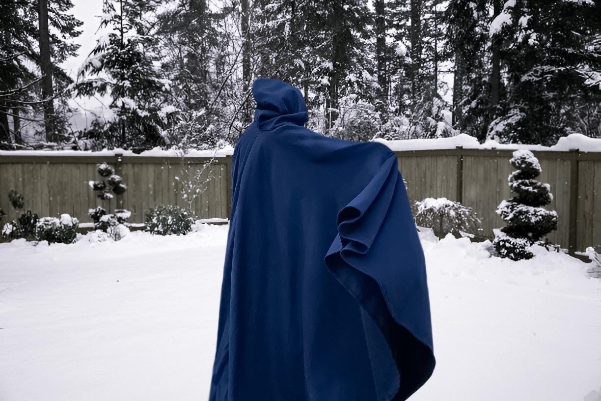 Navy Blue Wool Cloak Full Circle Hooded Medieval LARP Cloak Unisex ...