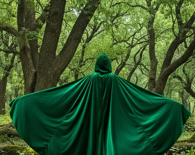 Emerald Green Velvet Cloak FULL CIRCLE Cloaks Large Pockets Wedding ...