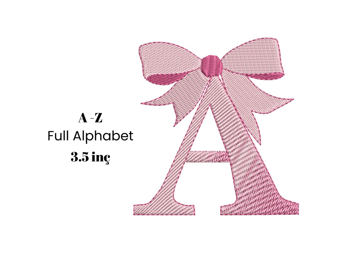 Bow Monogram Machine Embroidery File: Satin Stitch Alphabet (digital ...