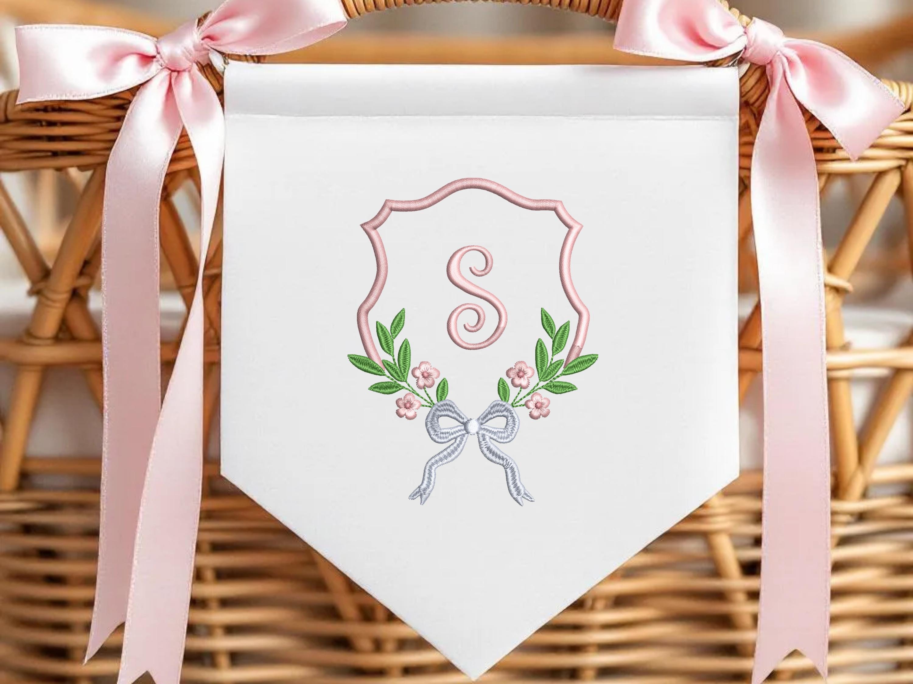 Bow Monogram Frame Embroidery Design – Floral Wreath With Ribbon – 4 ...