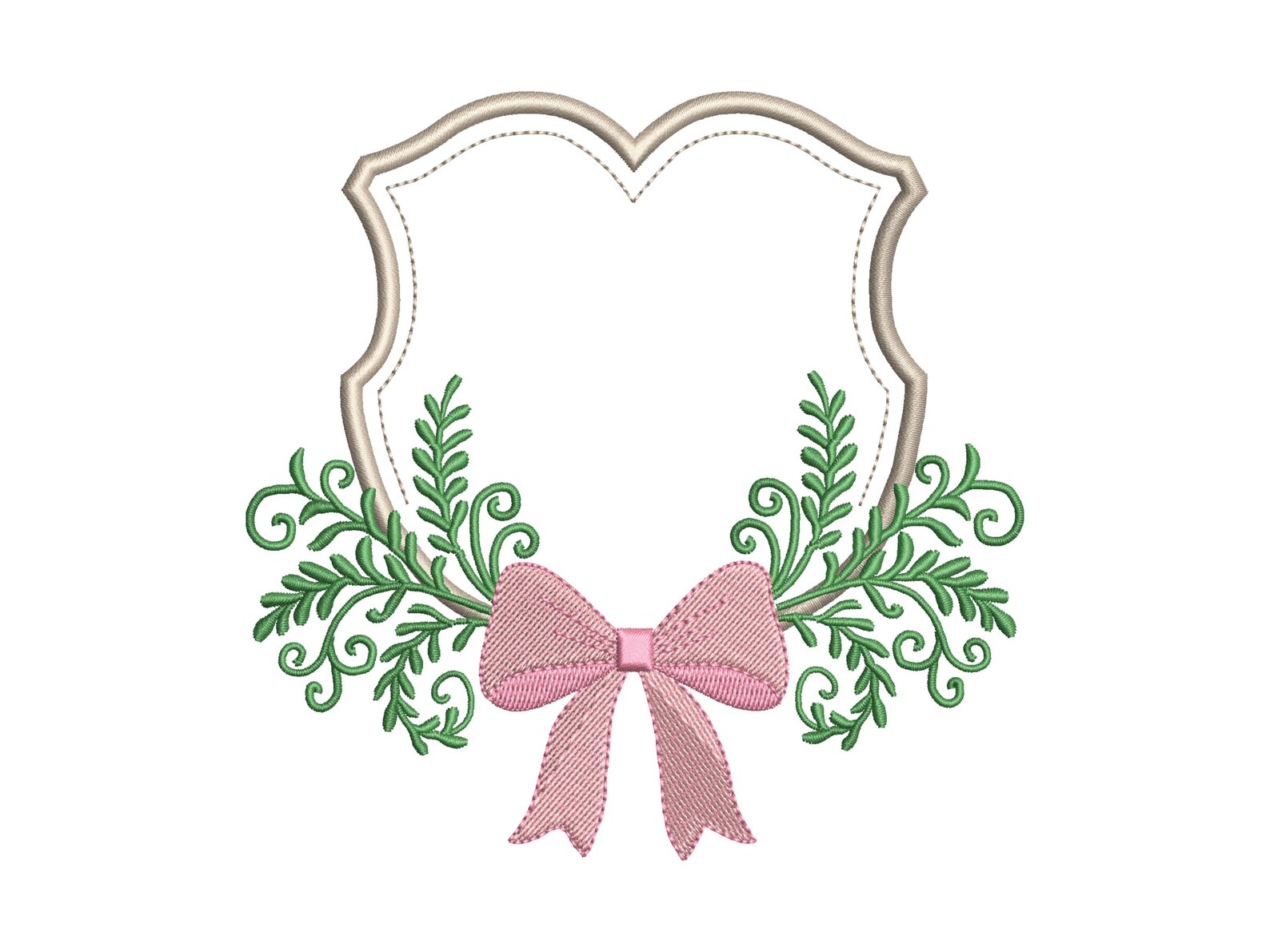 Bow Monogram Frame Embroidery Design: Wreath With Ribbon (4 Sizes) - Etsy