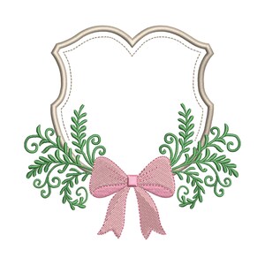Bow Monogram Frame Embroidery Design: Wreath With Ribbon (4 Sizes) - Etsy