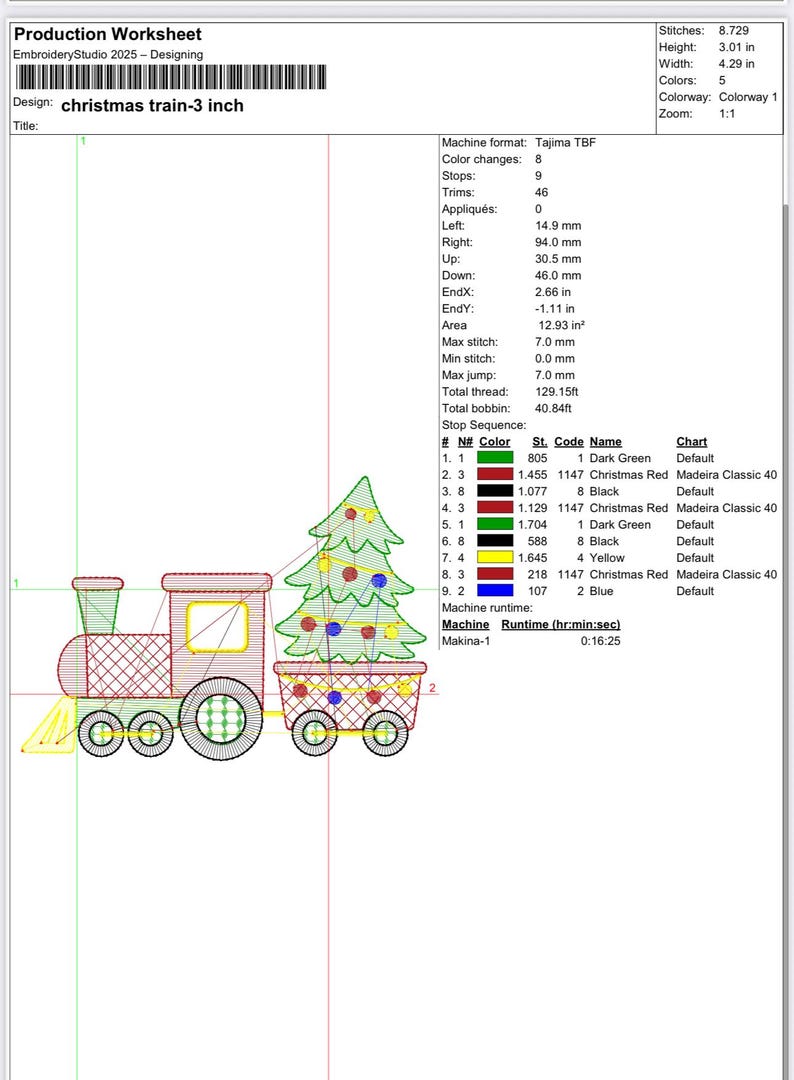 Christmas Train With Tree Embroidery Design – Holiday PES DST File for ...