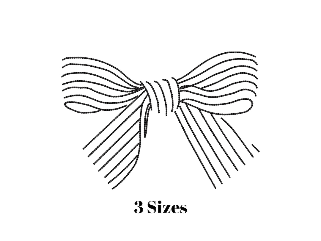 Bow Embroidery Design – Bean Stitch Outline Ribbon Bow, One-color ...