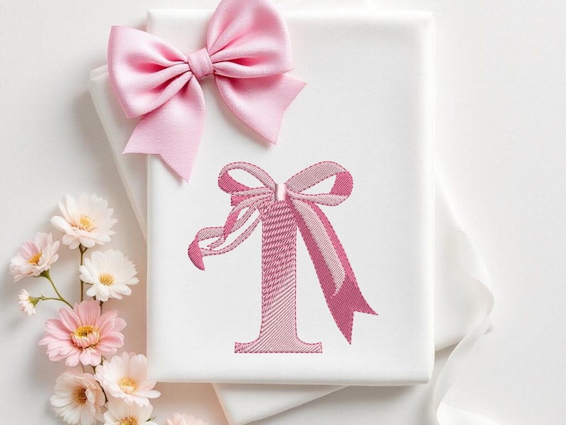 Pink Bow Monogram Embroidery Alphabet: Baby Girl Satin Stitch (3.5 Inch ...