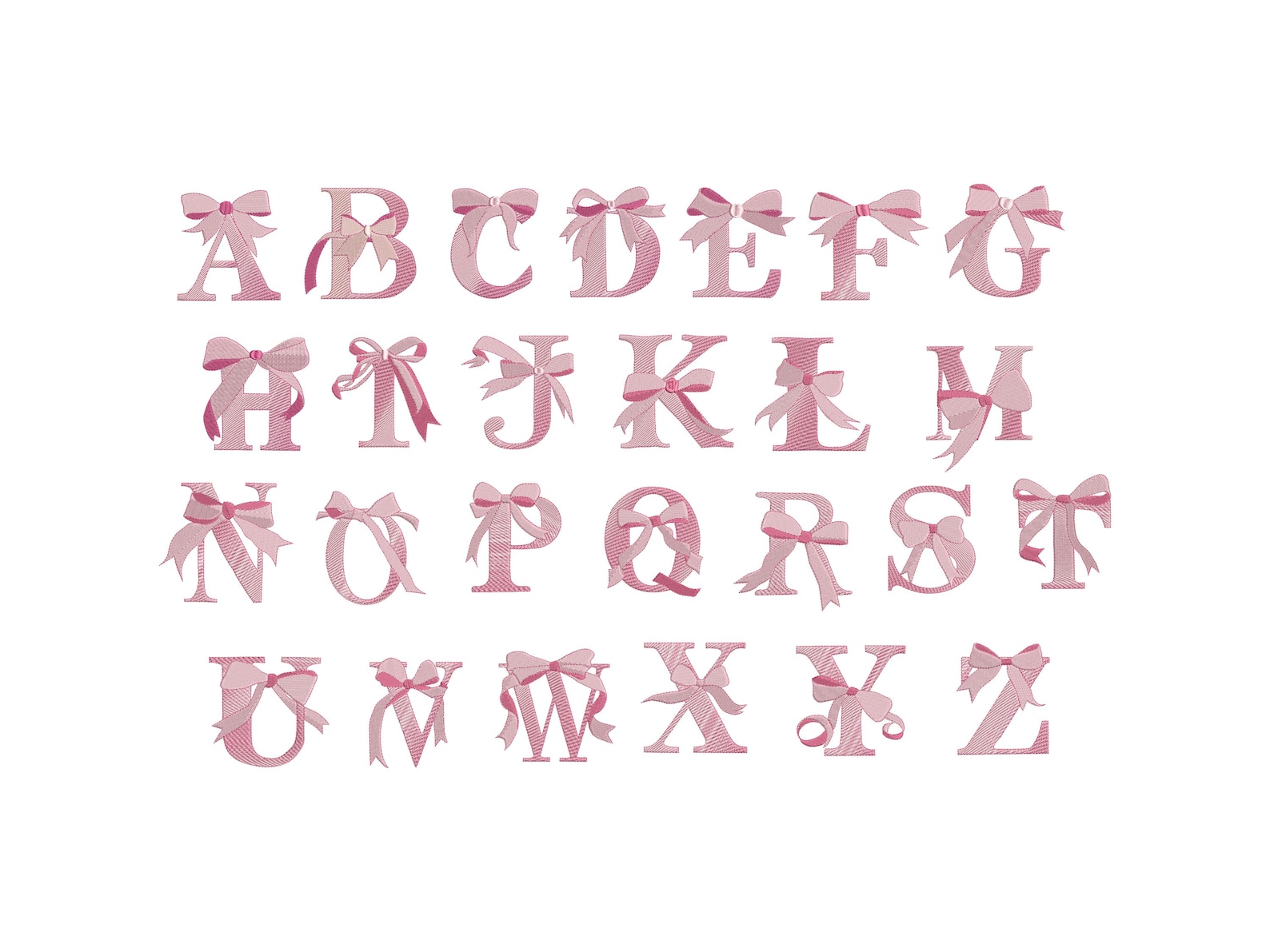 Pink Bow Monogram Embroidery Alphabet: Baby Girl Satin Stitch (3.5 Inch ...