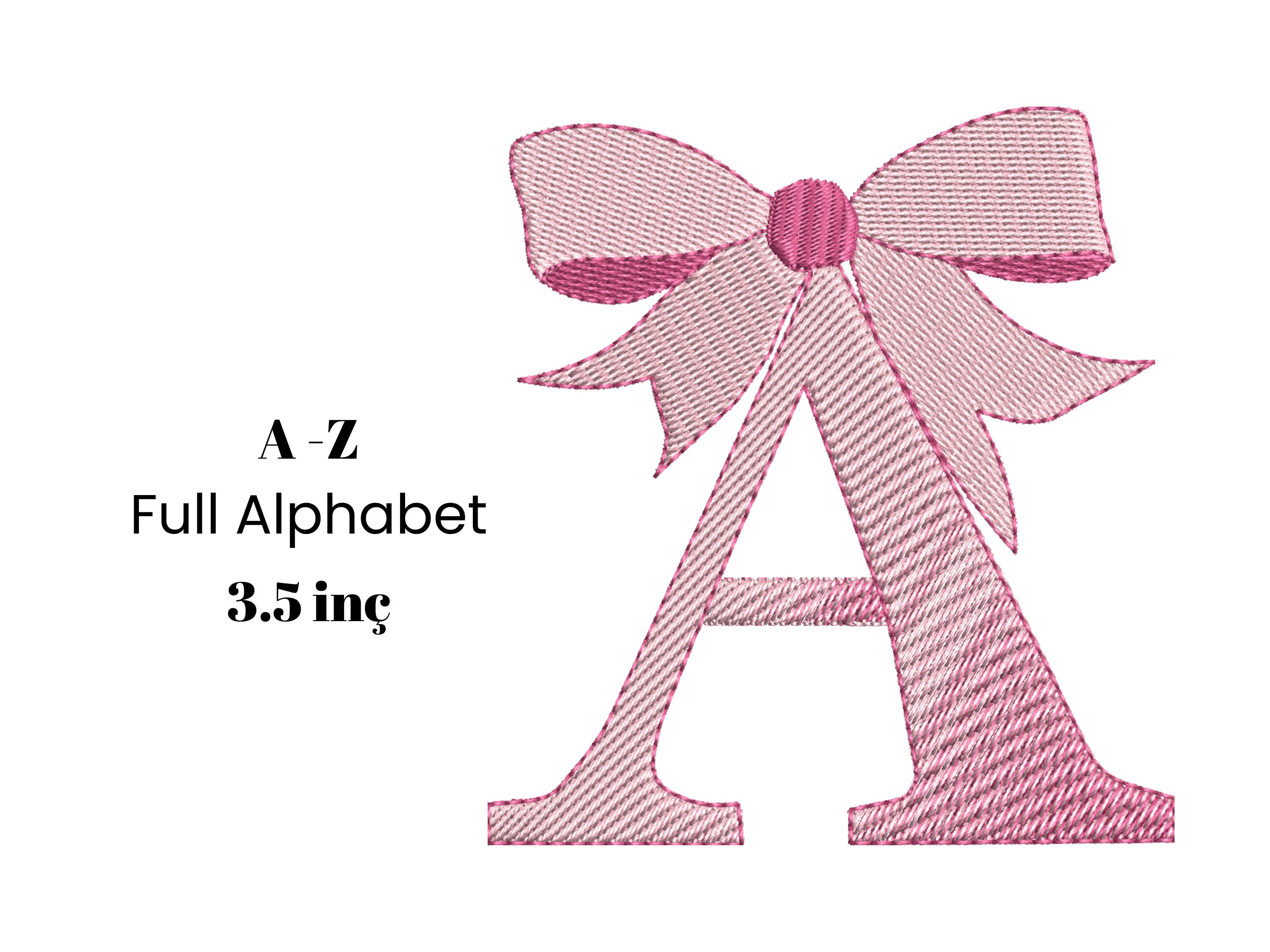 Pink Bow Monogram Embroidery Alphabet: Baby Girl Satin Stitch (3.5 Inch ...