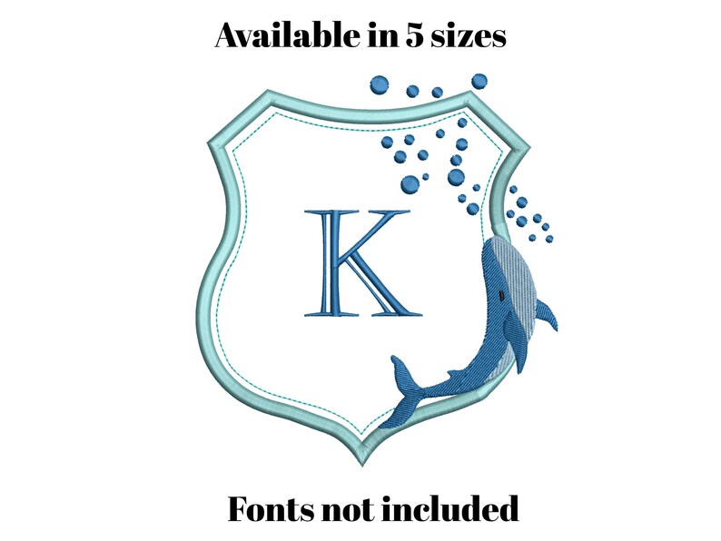 Whale Crest Monogram Frame Embroidery Design – Nautical Ocean Nursery ...