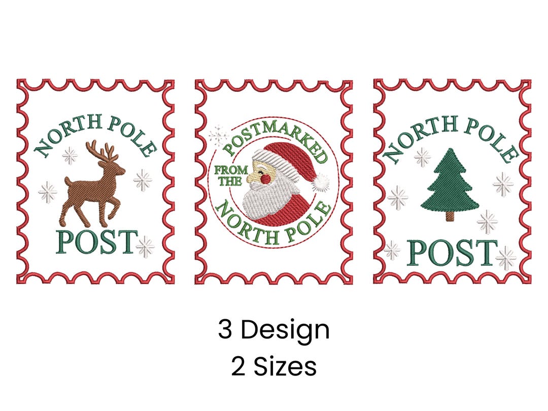 Christmas Rustic Stamp Embroidery Design Set: Santa, Tree, Reindeer ...