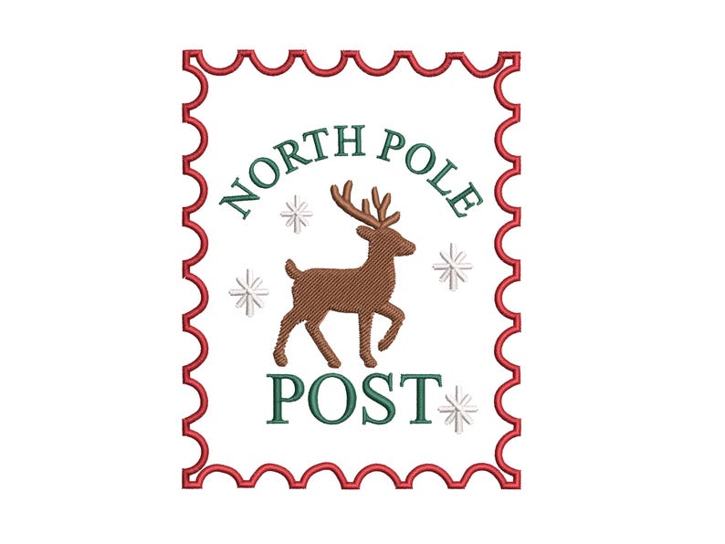 Christmas Rustic Stamp Embroidery Design Set: Santa, Tree, Reindeer ...