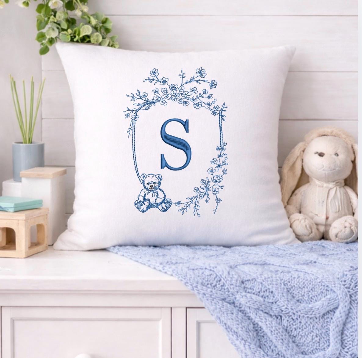 Toile Teddy Bear Embroidery Design, Baby Crest Frame (digital File) - Etsy